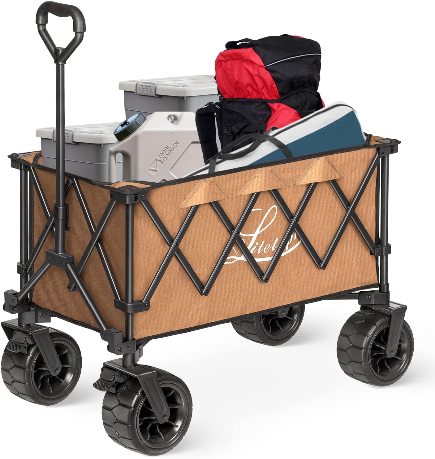 Amazon.com: LITELEPH Collapsible Folding Wagons Carts with Big Wheels ...