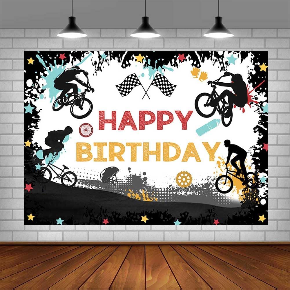 Amazon.com : AIBIIN 7x5ft Bicycle Birthday Backdrop Bicycle Party Theme ...