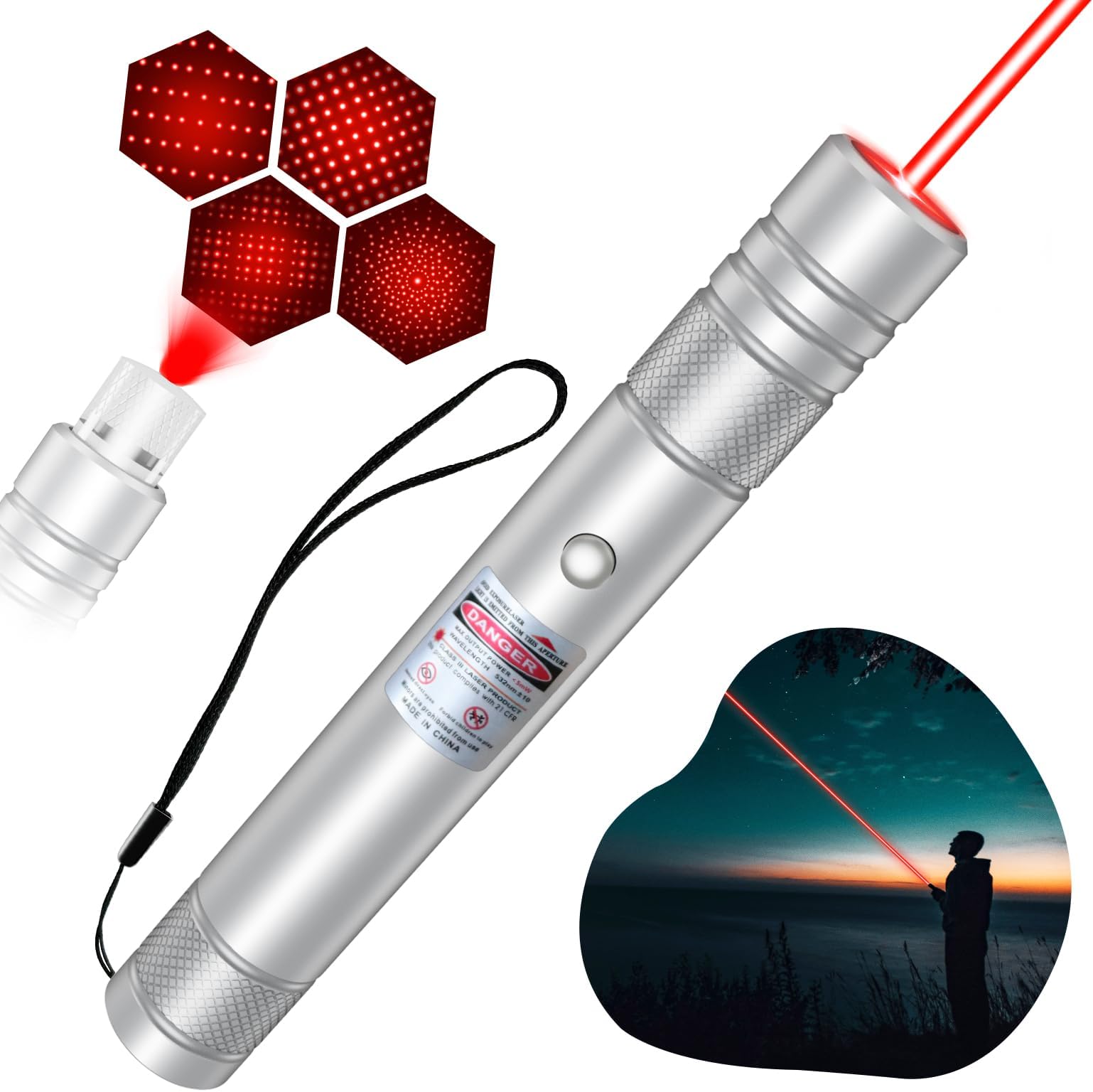 Amazon.com : DCLIKRE Red Laser Pointer High Power with Silver Shell ...