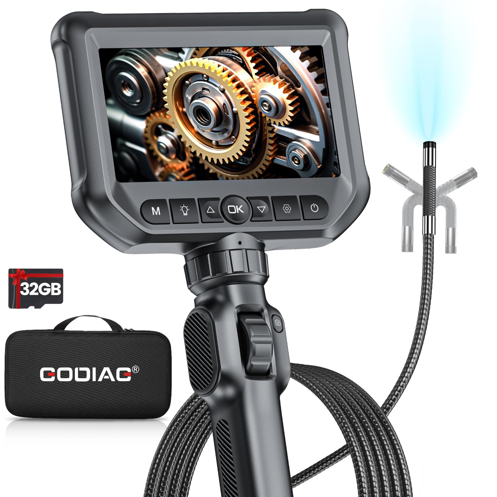Two Way Articulating Borescope Camera With Light Godiag Industrial ...