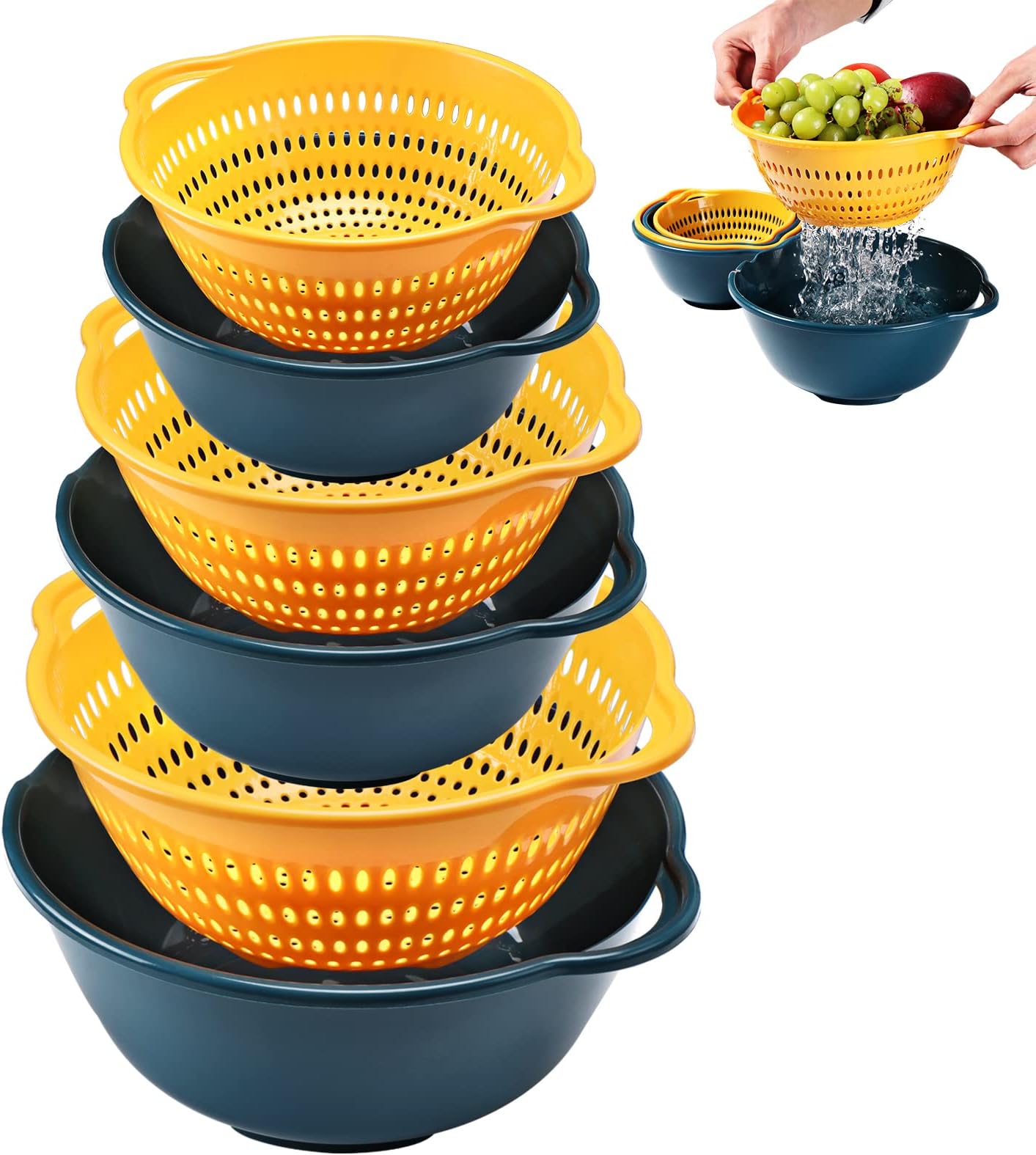 Amazon.com: Luxshiny Strainer Bowl Plastic Rice Basket 4pcs Kitchen ...