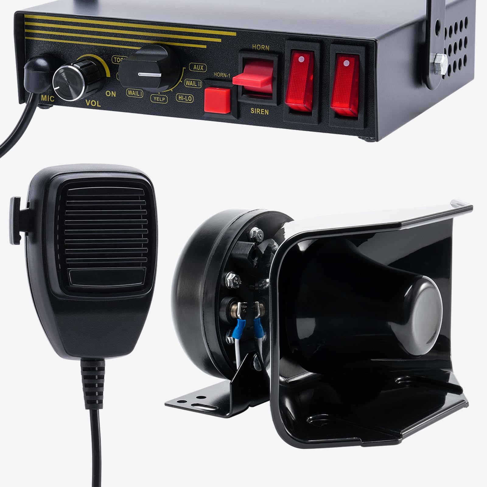 Amazon.com: JAMTON 200W 12V 9 Tone Emergency Police Siren System, 180 ...