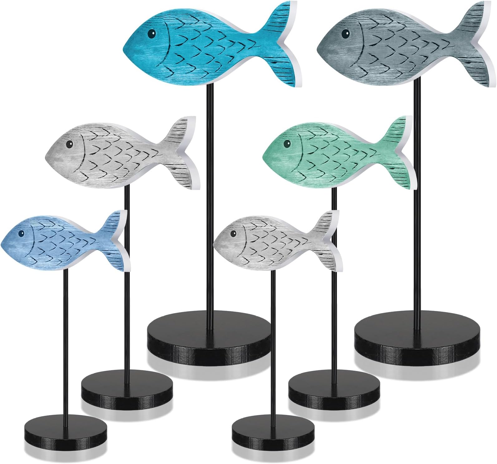 Amazon.com: Nautical Theme Hand Carved Wooden Fish Decoration Wood Fish ...