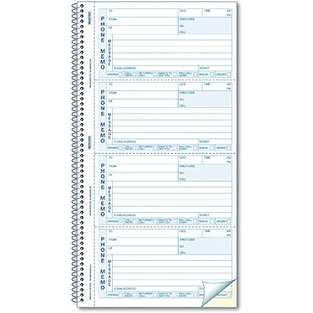 Amazon.com : Rediform Telephone Message Book, Two-Part Carbonless, 5 x ...