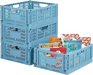 Amazon.com: 4-Pack Folding Storage Boxes,Stackable Storage Basket ...