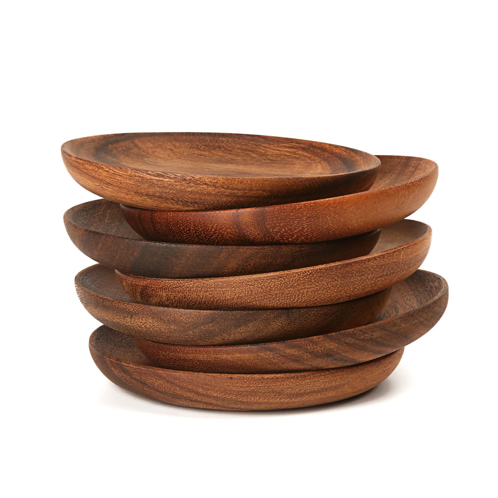 Amazon.com | Hotfiary Acacia Wood Dinner Plates, 4 Inch Round Wood ...
