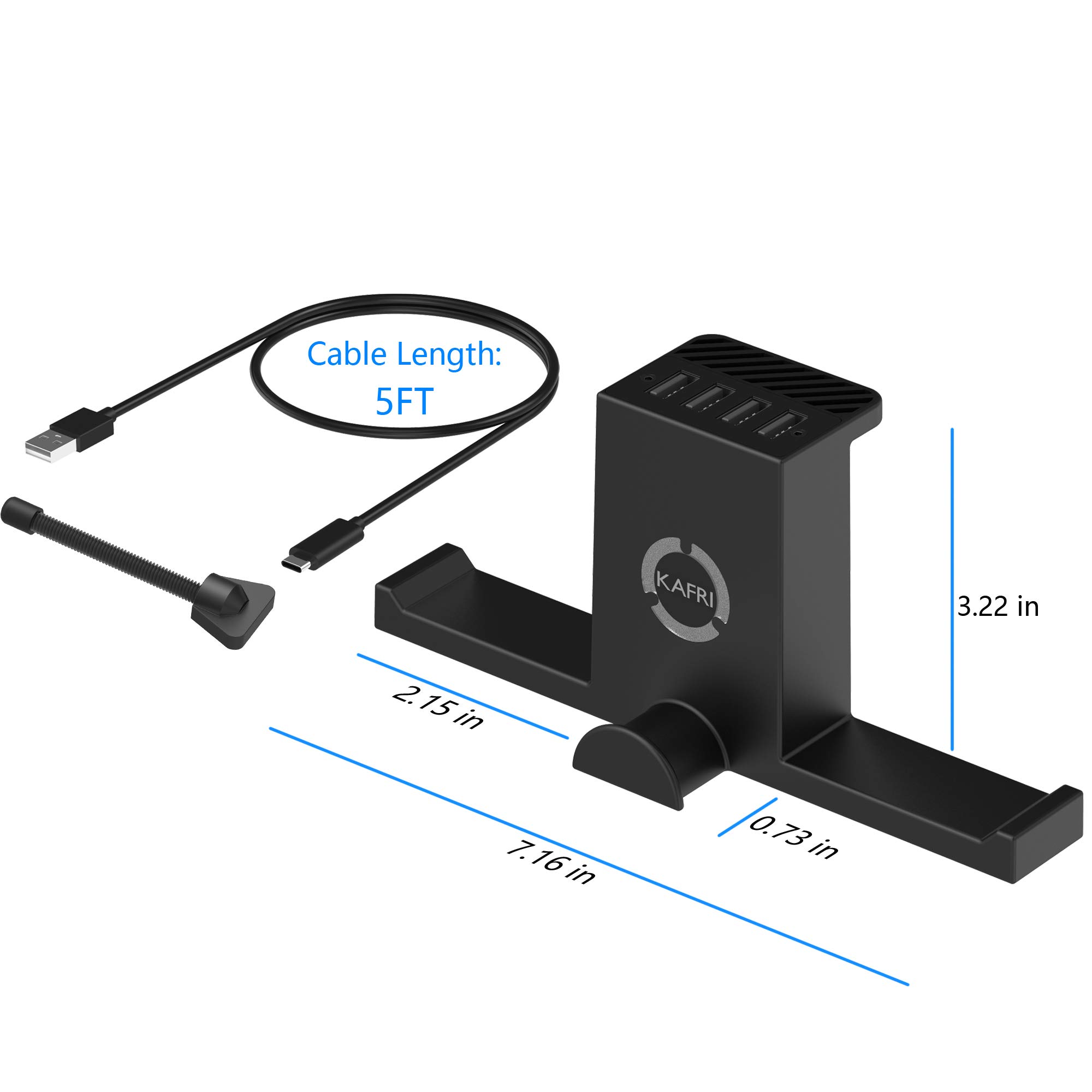 Buy KAFRI Gaming Headphone Stand with USB Hub,RGB Clamp Dual Headset ...