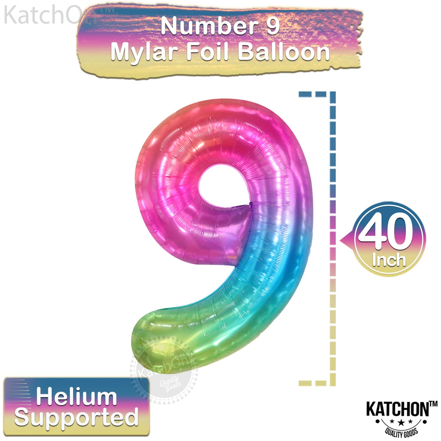 Snapklik.com : Rainbow Number 9 Balloon - 40 Inch Foil 9 Birthday ...