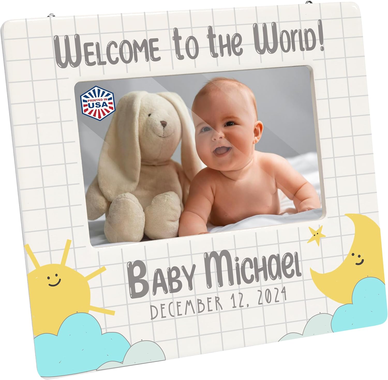 Amazon.com: Personalized 4x6 Baby Picture Frames, Newborn Baby Frames ...