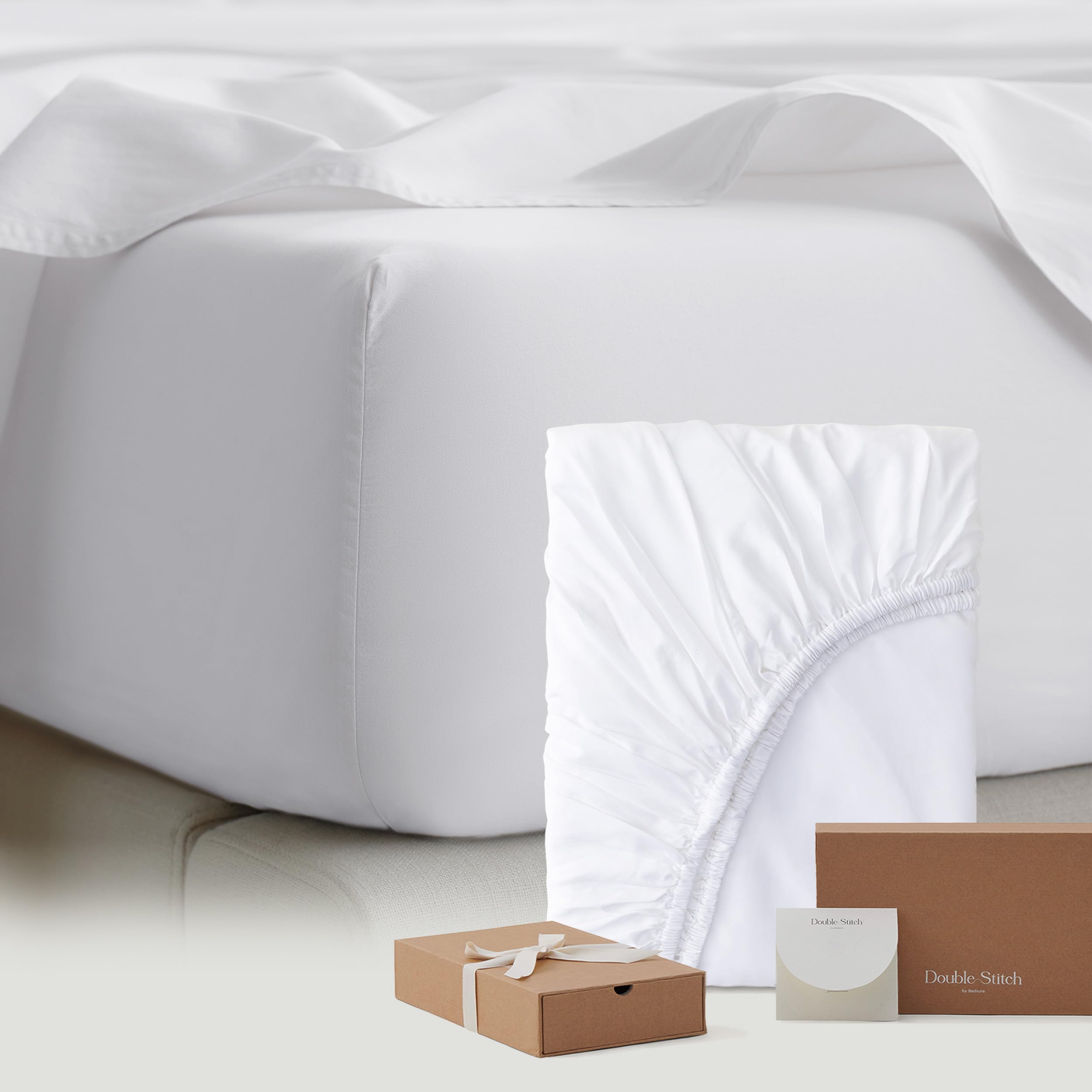 Amazon.com: Double Stitch by Bedsure Cotton Tencel Fitted Sheet - Good ...