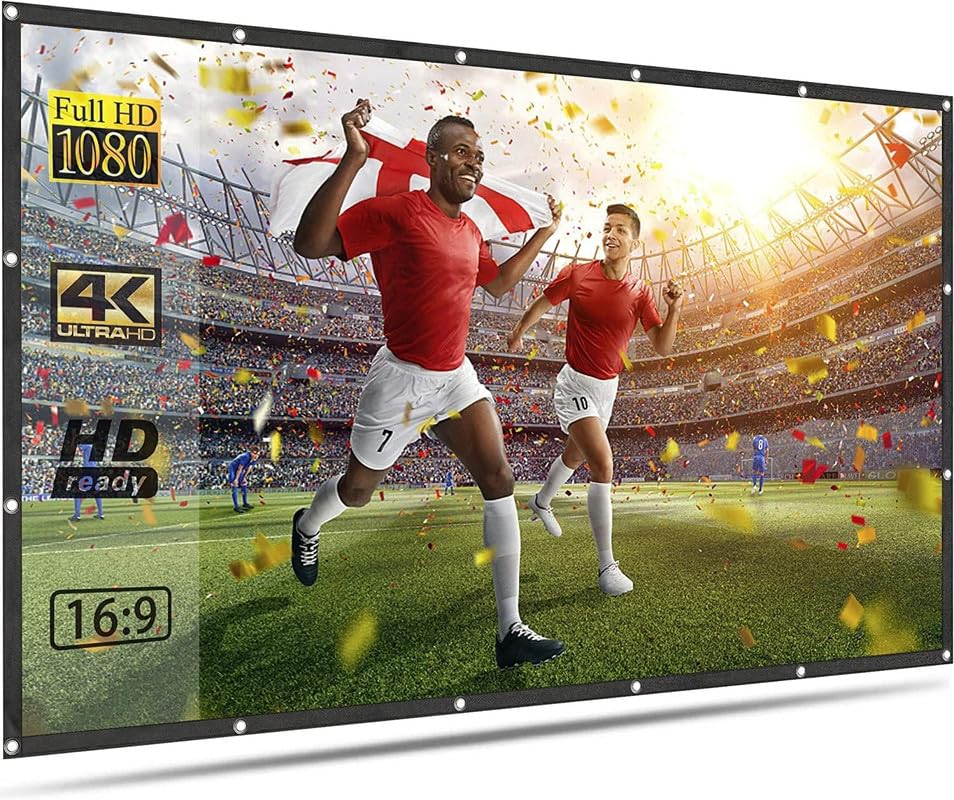 Spline 100 inch Projector Screen,4K 16:9 Portable Eyelet Premium Video ...