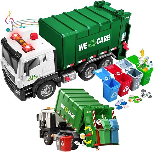 Amazon.com: Garbage Truck Toy, Large Friction Powered Trash Truck Toy ...