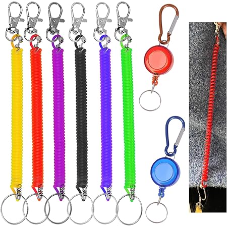 Stretchy Spiral Keyring, Camelize 6PCS Anti-Lost Plastic Spiral Keyring ...