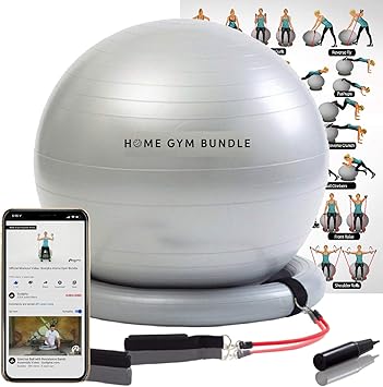 SoAlpha Exercise Ball With 15Lb Resistance Bands, Stability Base ...