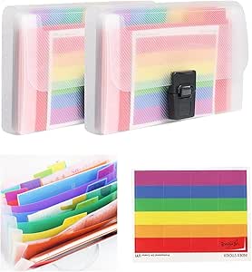 3 Pack Flashcard Organiser Expanding File Folder A6 Rainbow Accordion ...