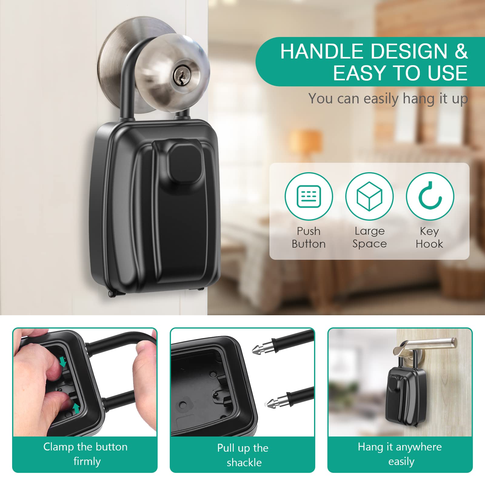 Snapklik.com : ORIA Key Lock Box, Push Button Combination Lock Box ...