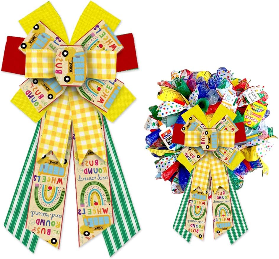 Amazon.com: ALIBBON Large Back to School Bows for Wreath, School Wreath ...