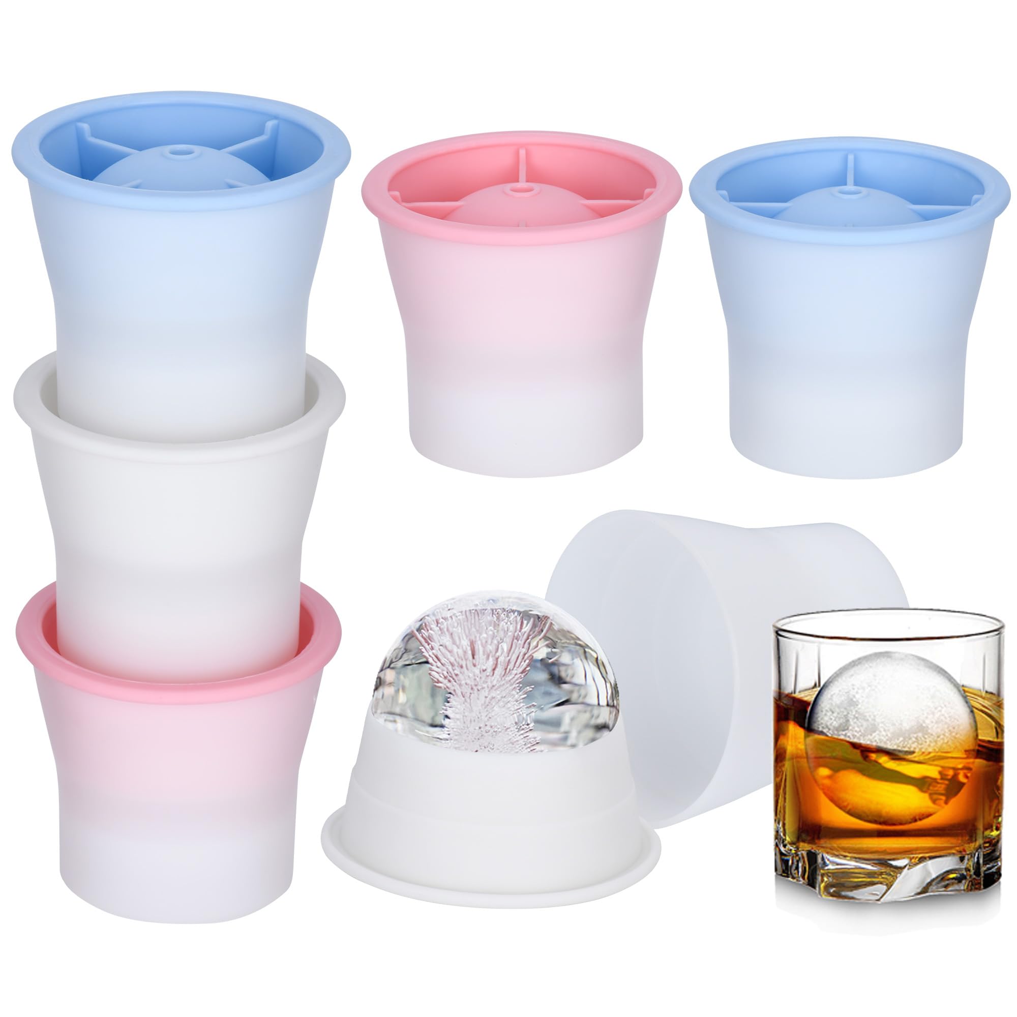 Amazon.com: Round Ice Cube Molds 6 Pieces, Silicone Sphere Ice Mold ...
