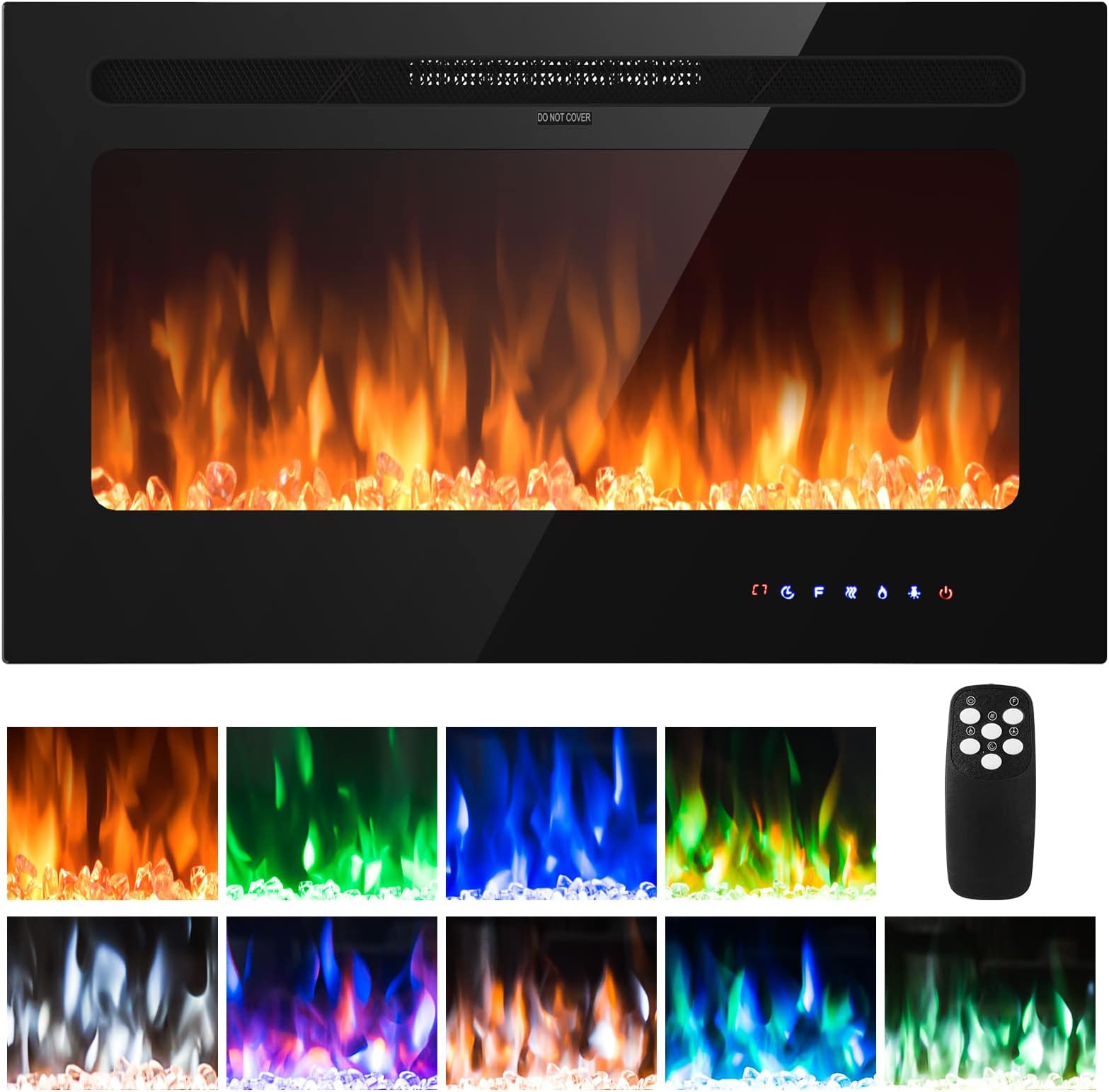 Amazon.com: Electric Fireplace Heater for Indoor Use, 1500W/750W Space ...
