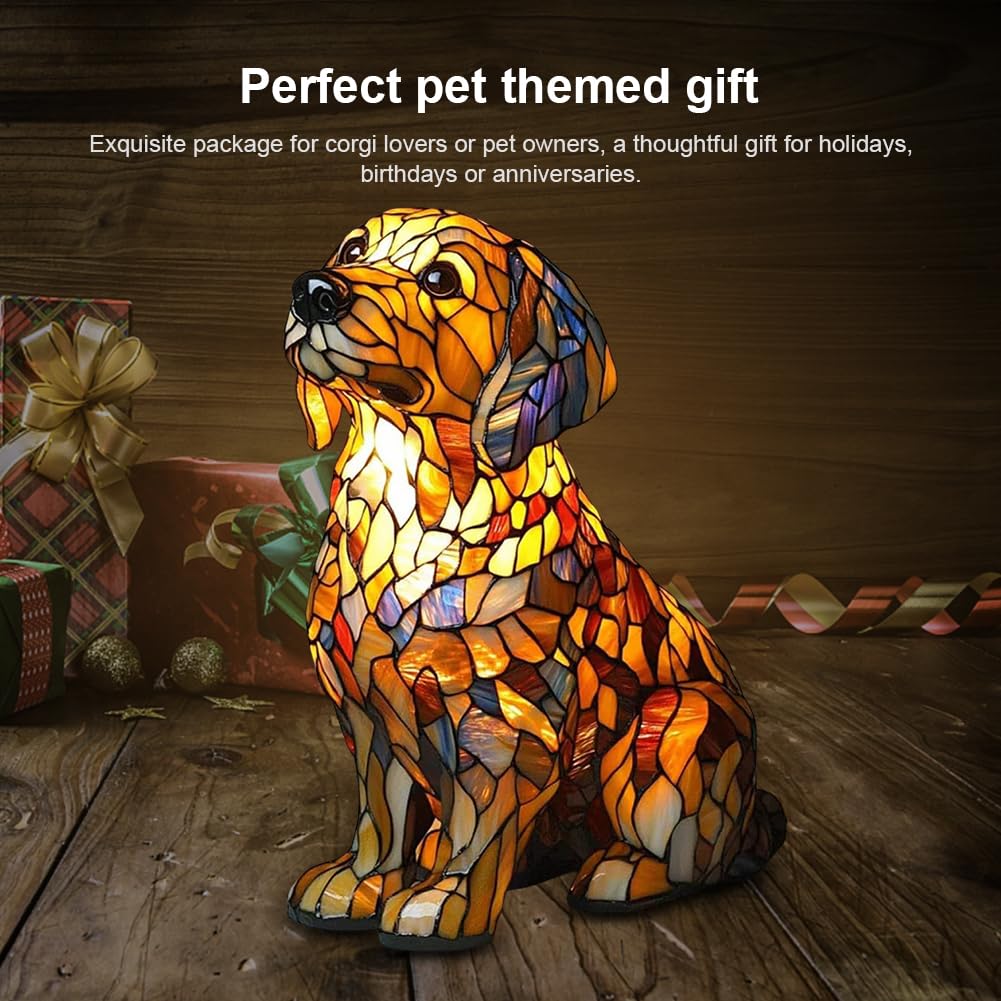 Snapklik.com : Dog Series LED Table Lamps, Resin Stained Glass Lamp ...