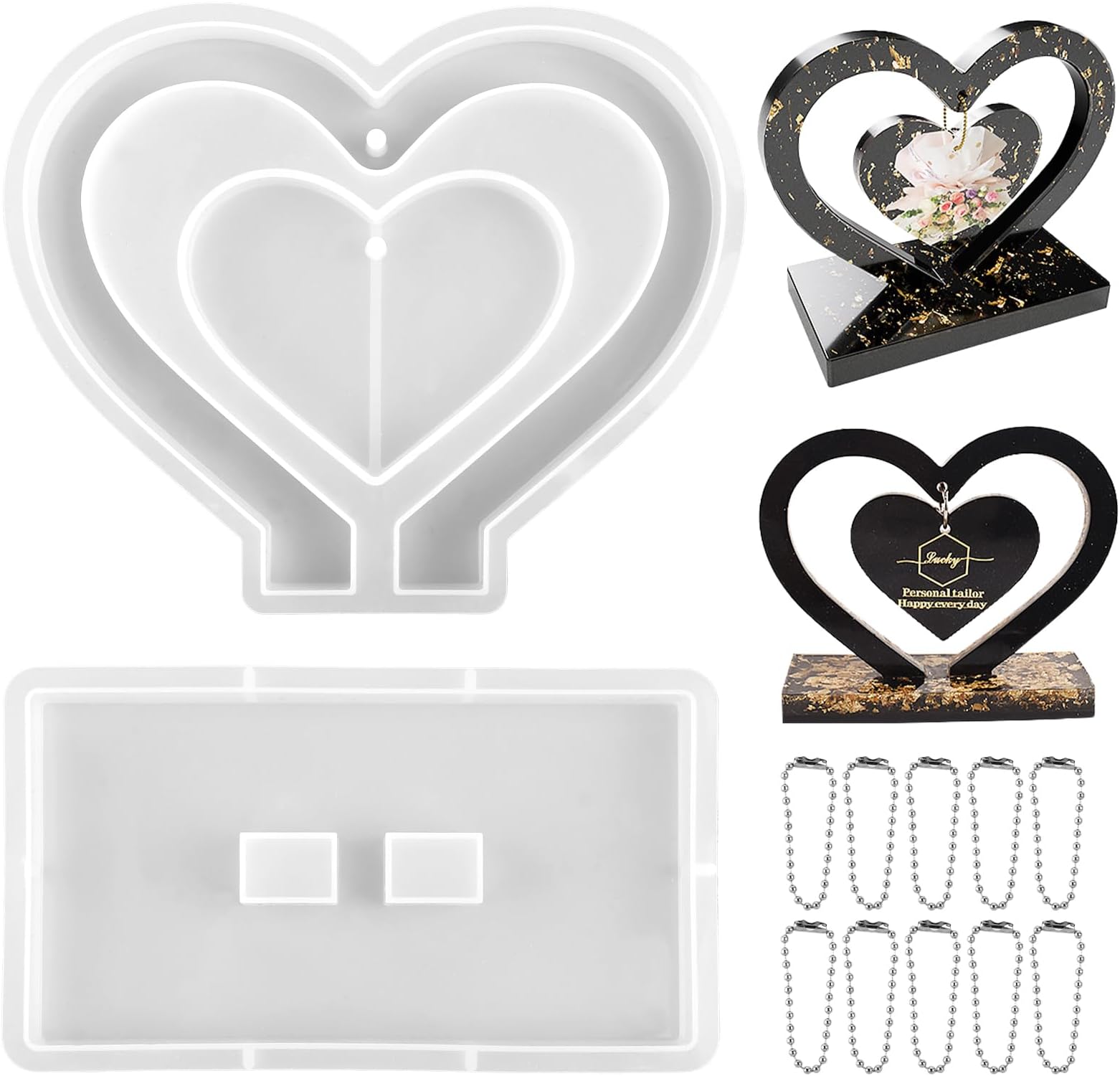 Amazon.com: Jeffdad Large Photo Frame Resin Molds, Heart Shape Silicone ...