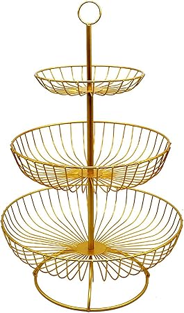 Amazon.com: JFFLYIT 3 Tier Fruit Bowl Fruit Basket Countertop Metal ...