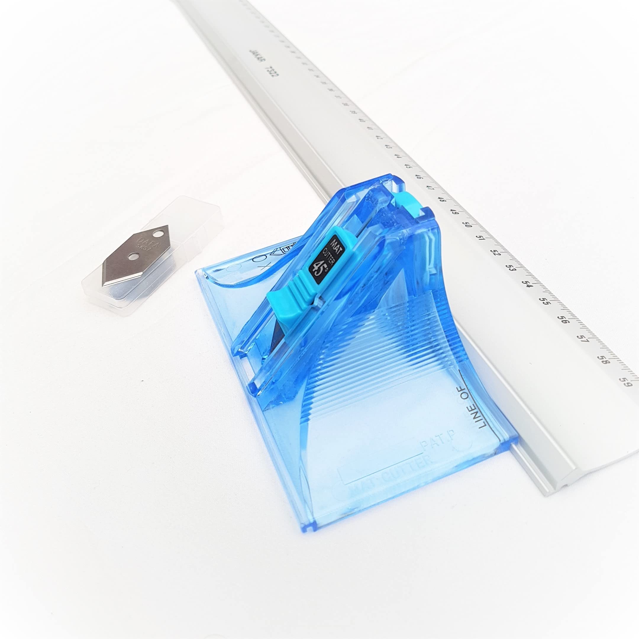 Mount Board Cutter 45° & 90° Angle Blade + 60cm Steel Ruler & Spare ...