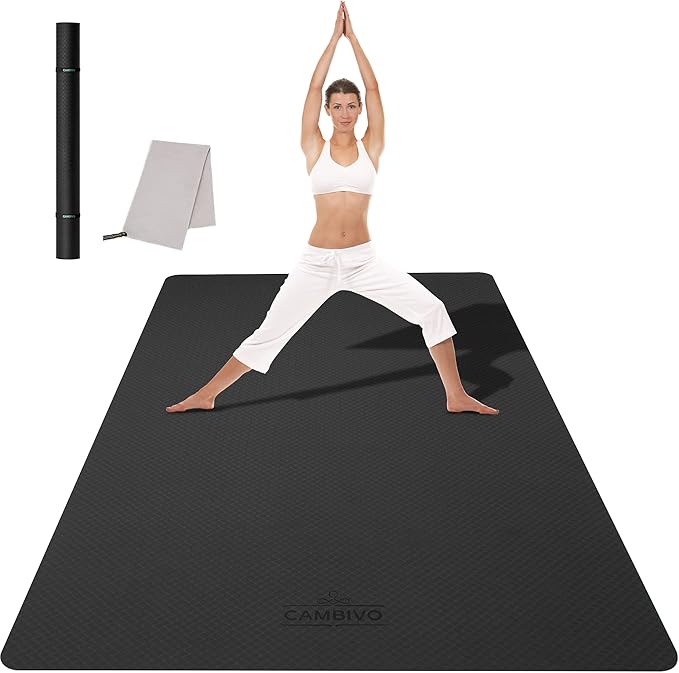 CAMBIVO Large Yoga Mat 183cm x 122cm Wide Exercise Mat & Large Workout ...