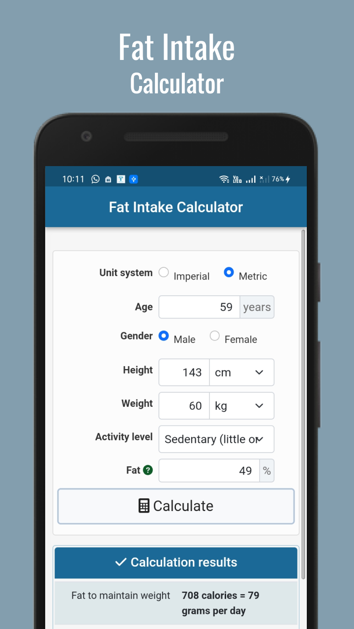 Fat Intake Calculator - App on Amazon Appstore