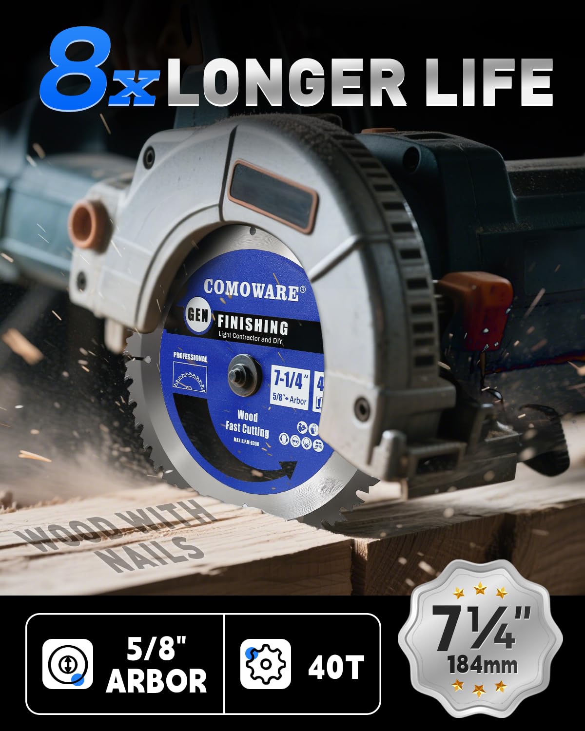 Snapklik.com : 7 1/4 Circular Saw Blade, 40T ATB Circular Saw Blade, 5/ ...