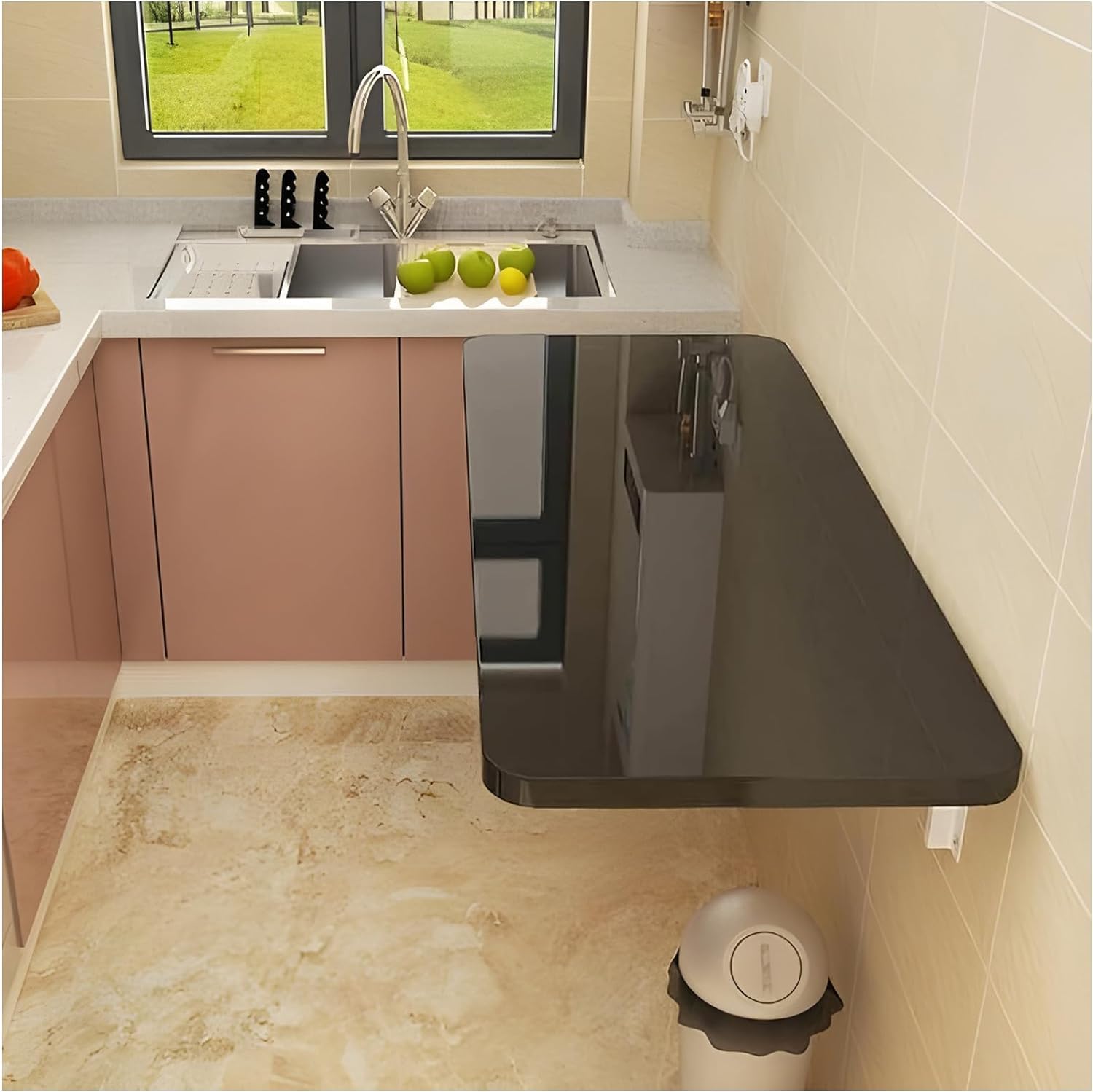 Amazon.com: CYGJSYEA Wall-Mounted Folding Table, Floating Folding Table ...