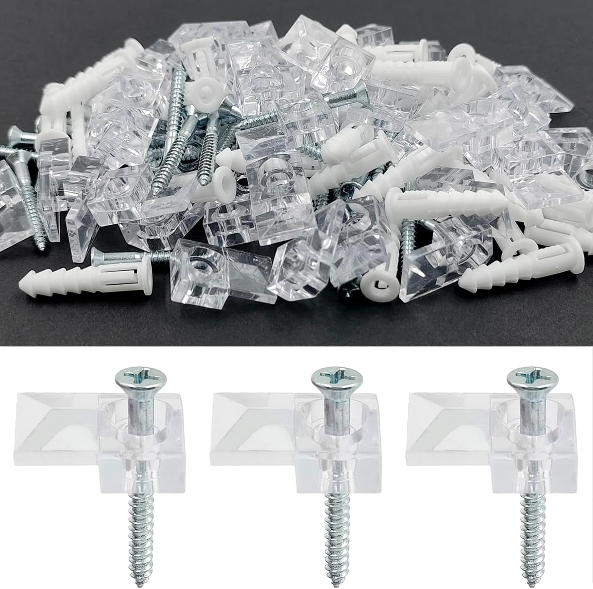 Blulu 20 Pack Mirror Holder Clips Glass Retainer Clips Kit for 6 mm in ...