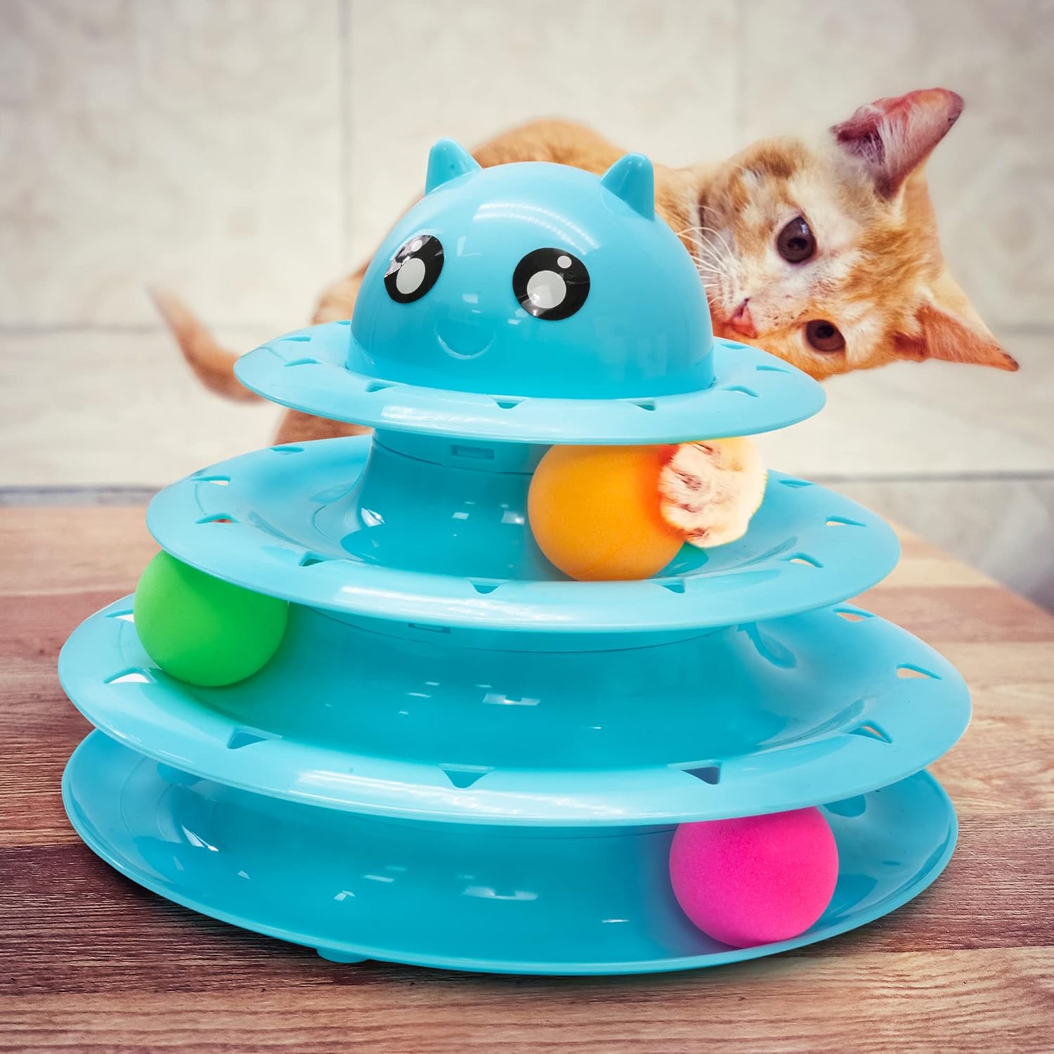 Cool Paws Three Level Cat Teaser Ball in Blue – 3 Levels & 3 Different ...