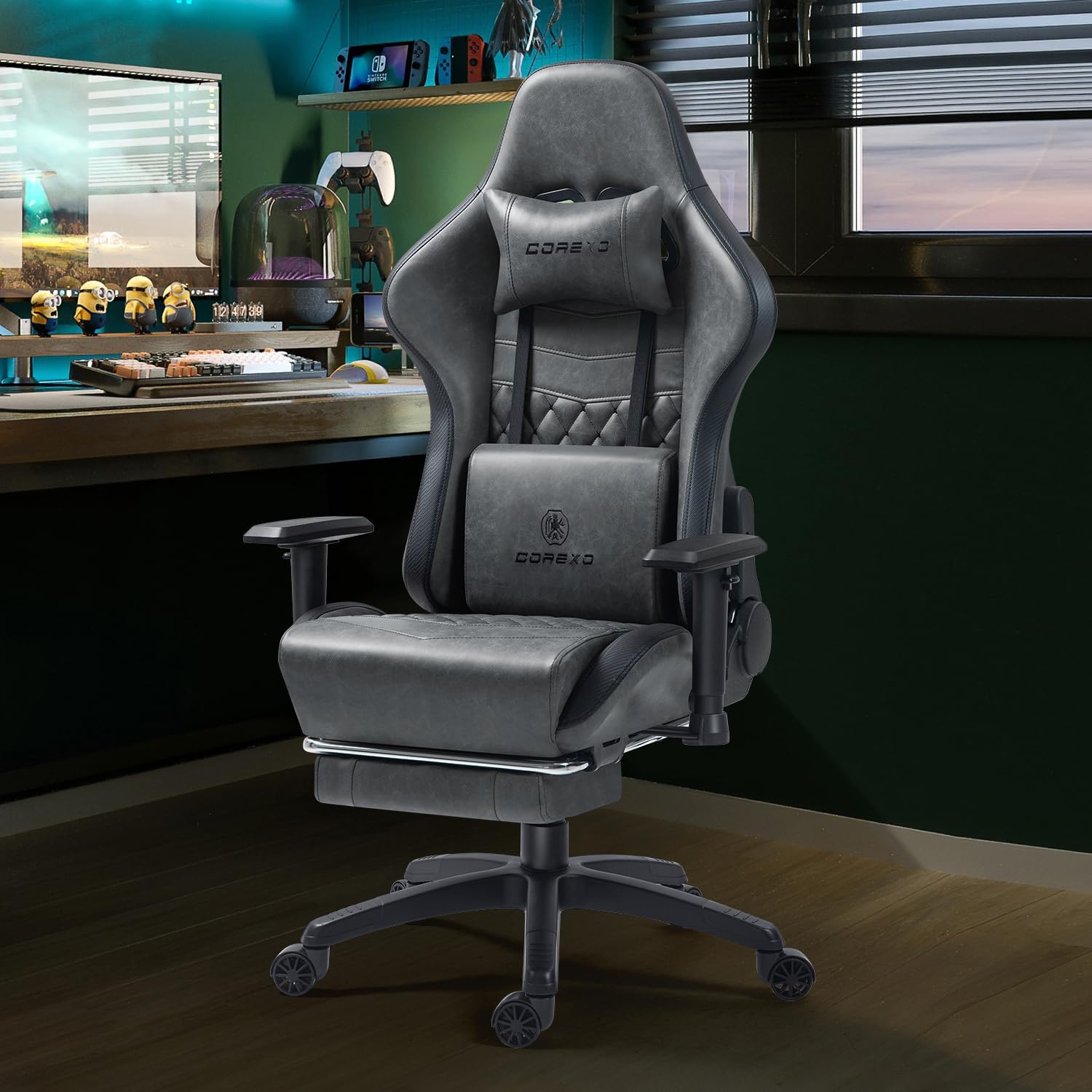Video Game Chair - PC & Computer Gaming Chair with Footrest, Ergonomic ...
