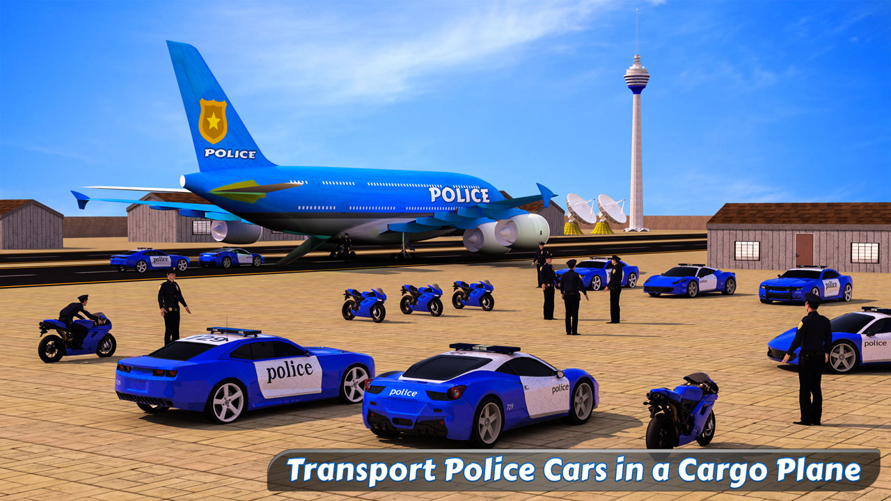 Police Car Plane Transporter: Real Crime Simulator Gangster Shooting ...