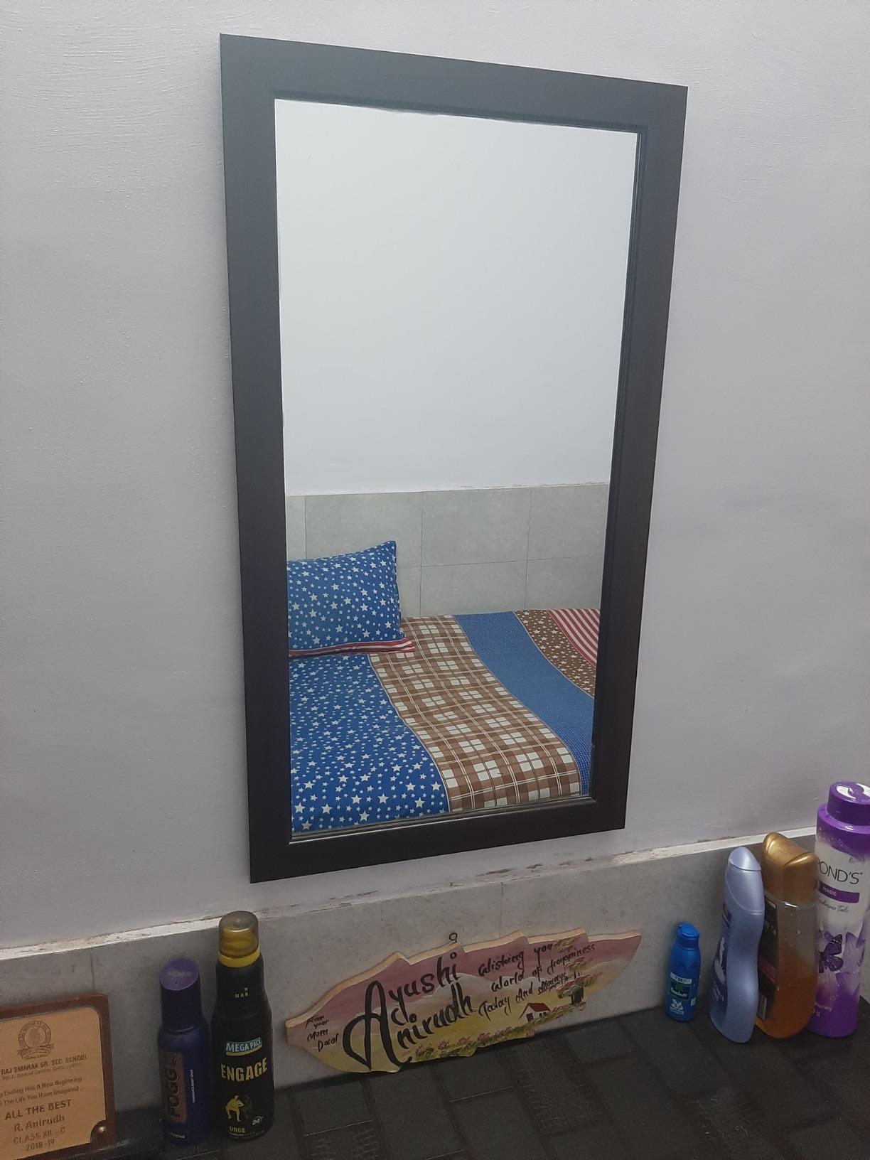 Buy ICONIC SIGNATURE Frame Brown Sunmica Finish Wood Wall Mirror ...