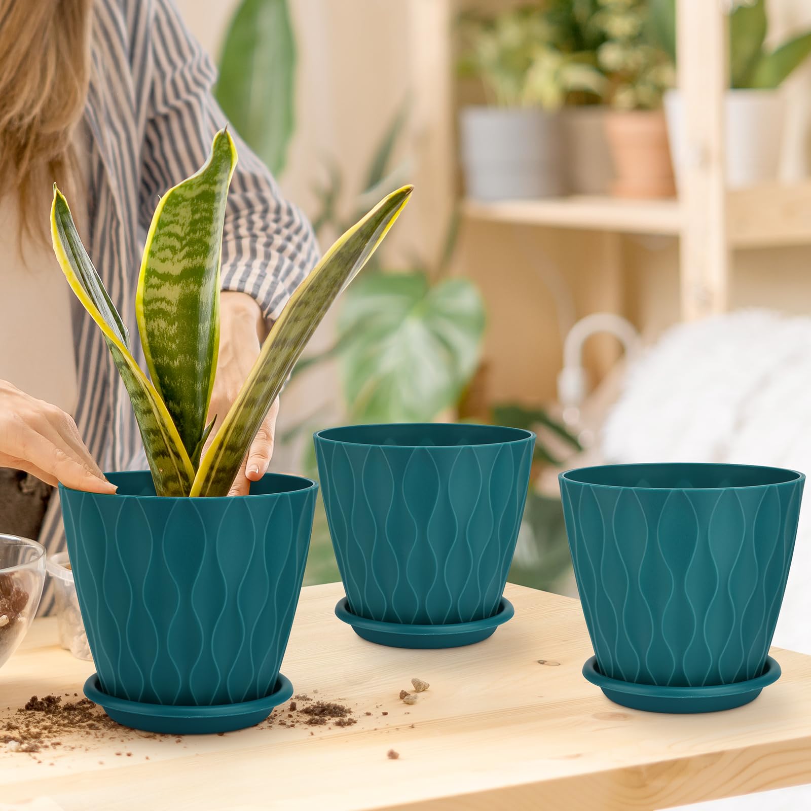 Snapklik.com : YNNICO 6 Inch Plant Pots, 5 Pack Flower Pots Outdoor ...