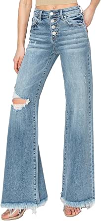 SALT TREE Risen Jeans - Mid Rise Button Down Wide Leg Jeans - RDP5412HD ...