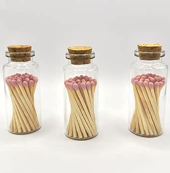 3x Small Pink Tip Matches in a Jar with Striker on Base, Matches for ...