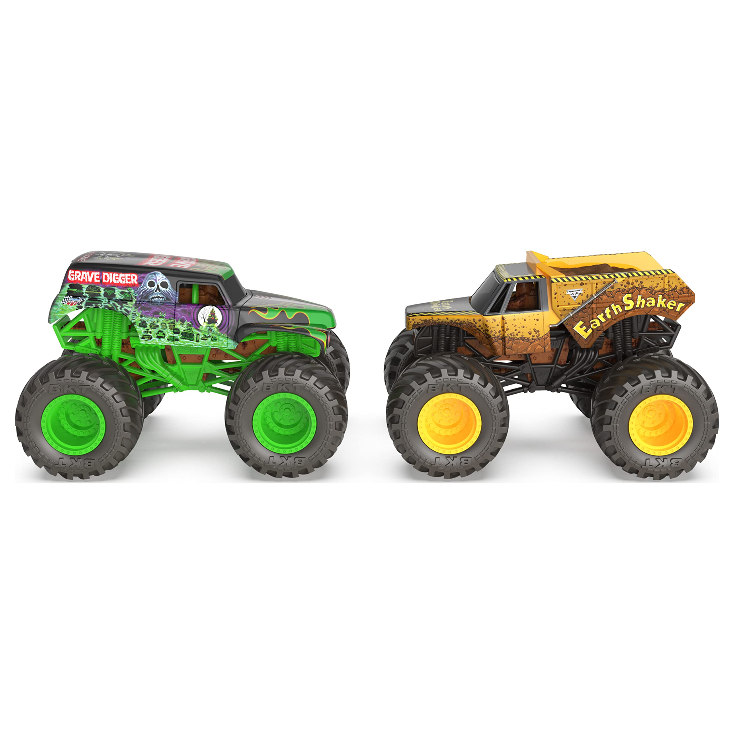 Monster Jam, Official Grave Digger vs. Earth Shaker Color-Changing Die ...