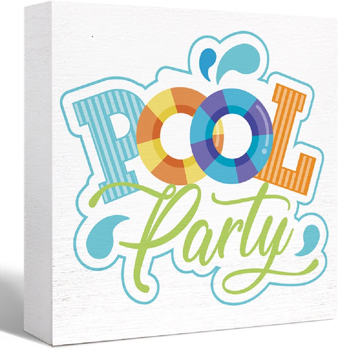Amazon.com: Funny Summer Pool Wood Box Sign Pool Party Wooden Block ...