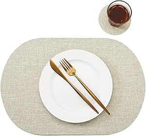 Amazon.com: Oval Table Mats Set of 6, Faux Leather Placemats, Heat ...