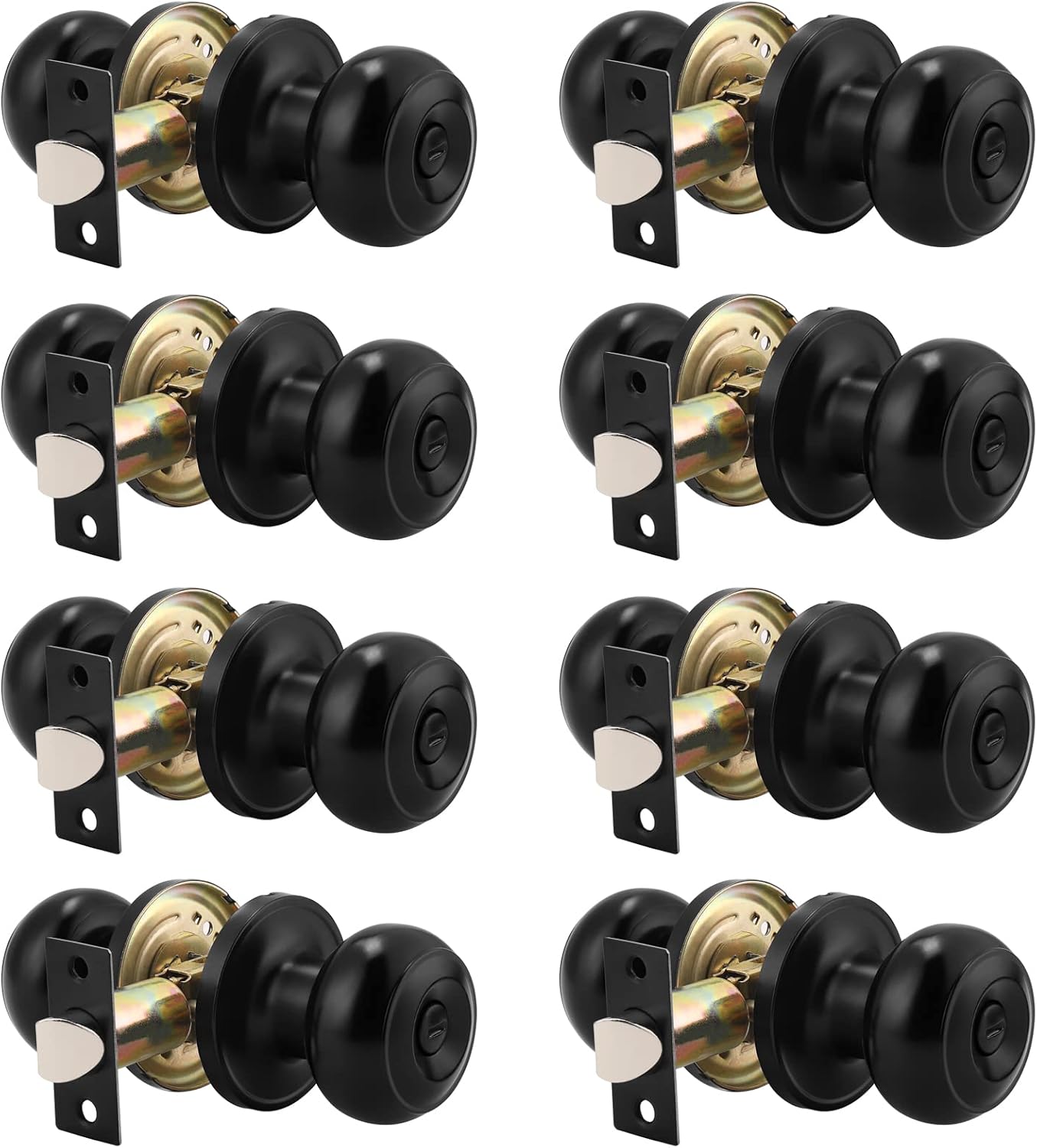 Probrico (8 Pack Round Privacy Door Knob (Thumb Turn Lock on The Inside ...