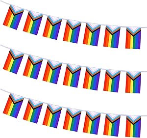 Amazon.com: Jmkcoz 76 Pcs Progress Rainbow Gay Pride Flags Banner LGBT ...