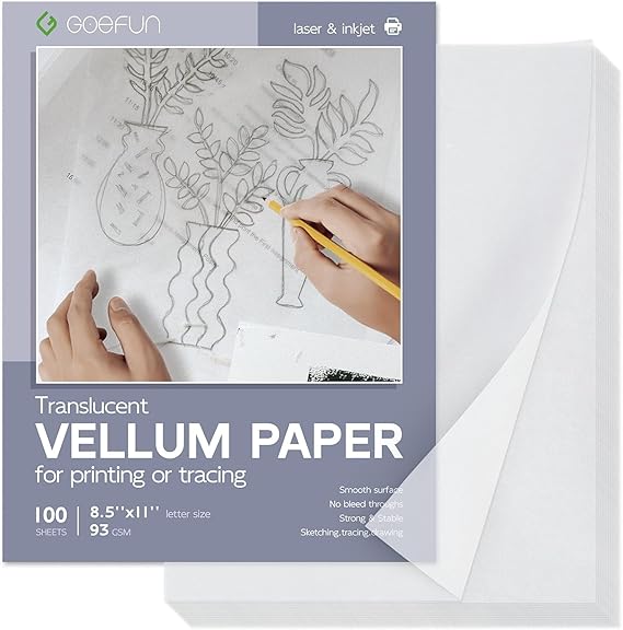 Translucent Vellum Paper 8.5 x 11, Goefun 100 Sheets Vellum Tracing ...