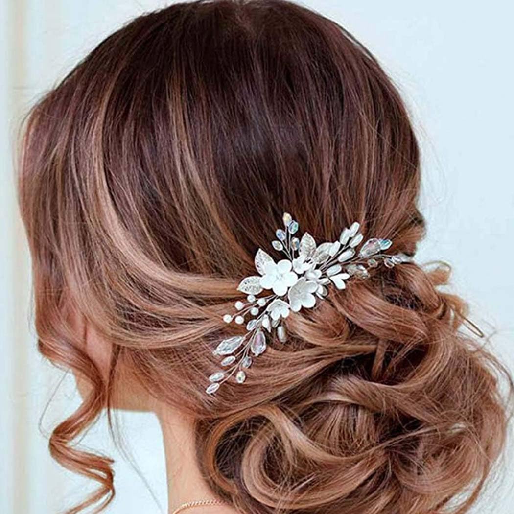 Snapklik.com : Flower Wedding Hair Pins Silver Bridal Hair Accessories ...