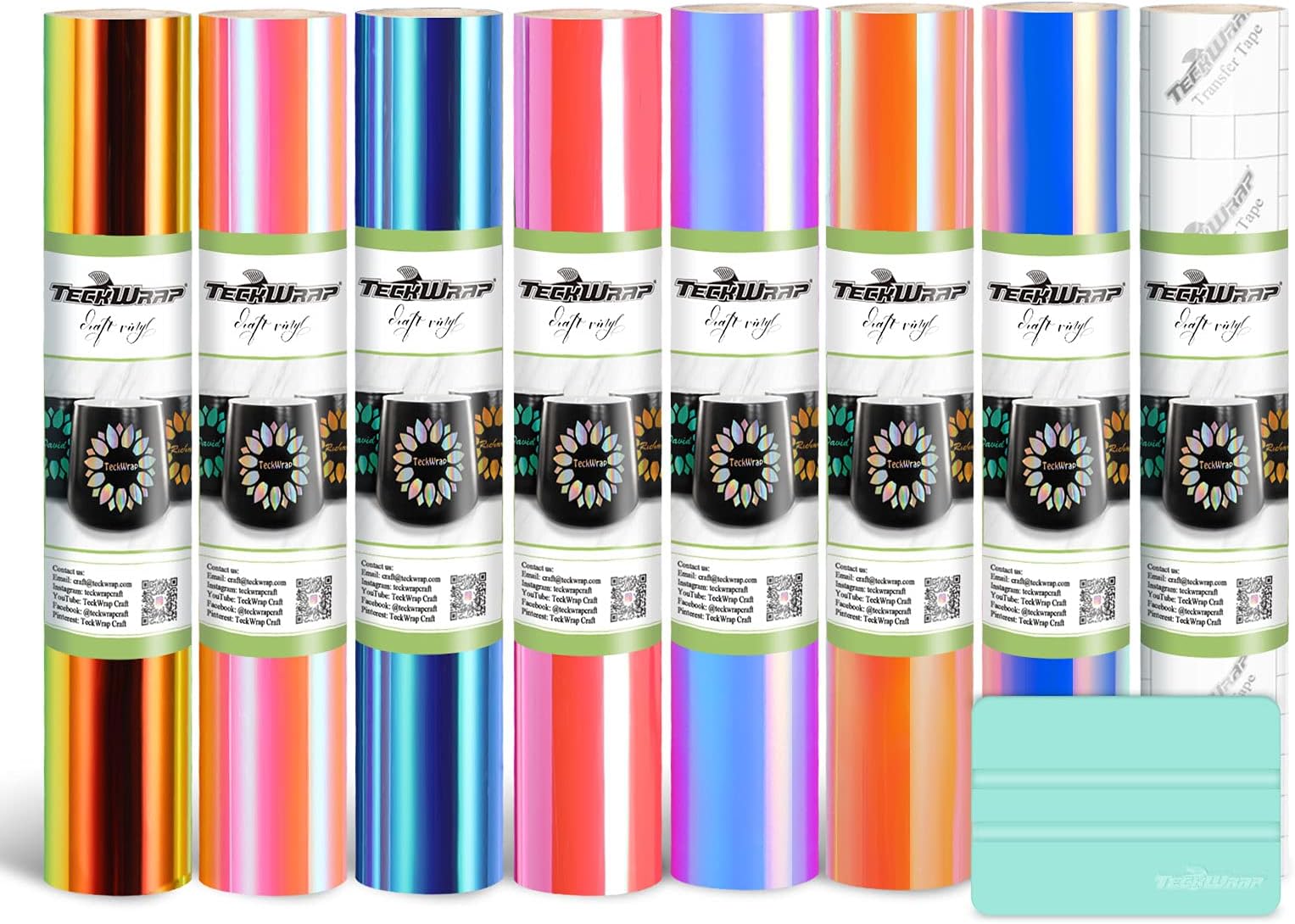 Amazon.com: TECKWRAP Holographic Chrome Permanent Adhesive Vinyl Sheets ...