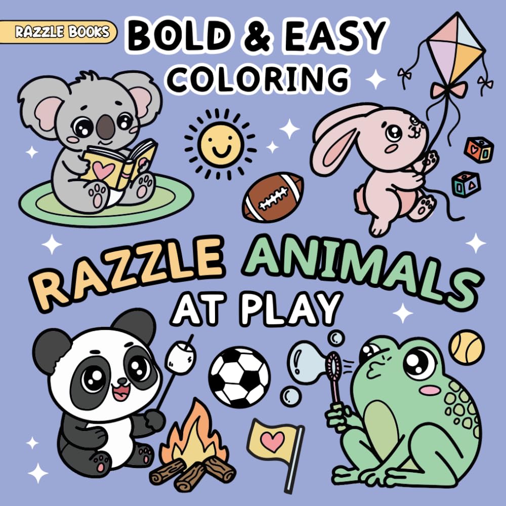 Amazon.com: Bold and Easy Coloring-Razzle Animals at Play | Cute Animal ...