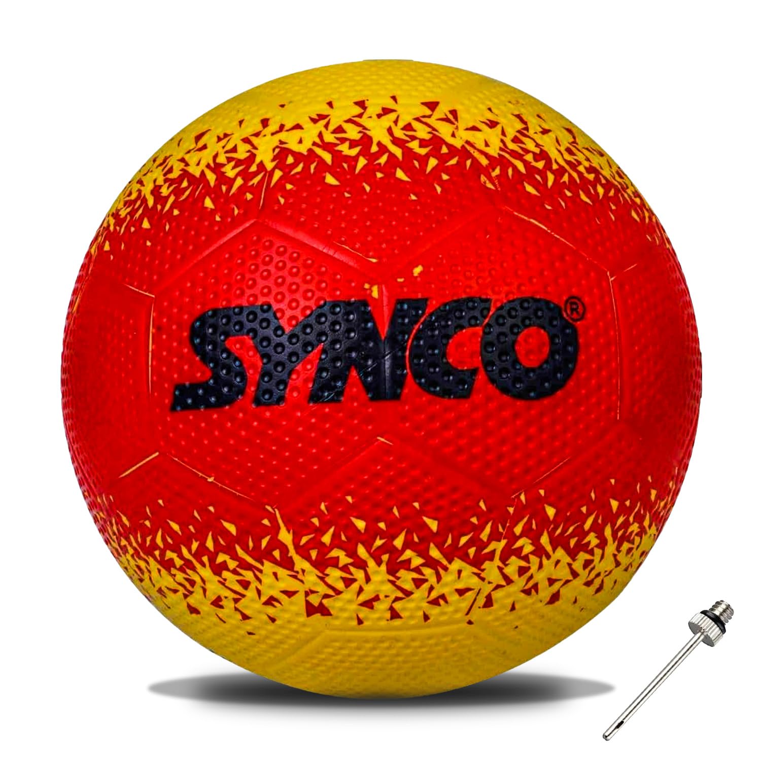 Synco Vortex Molded Rubber Football | Size-5 Football | Red-Yellow with ...