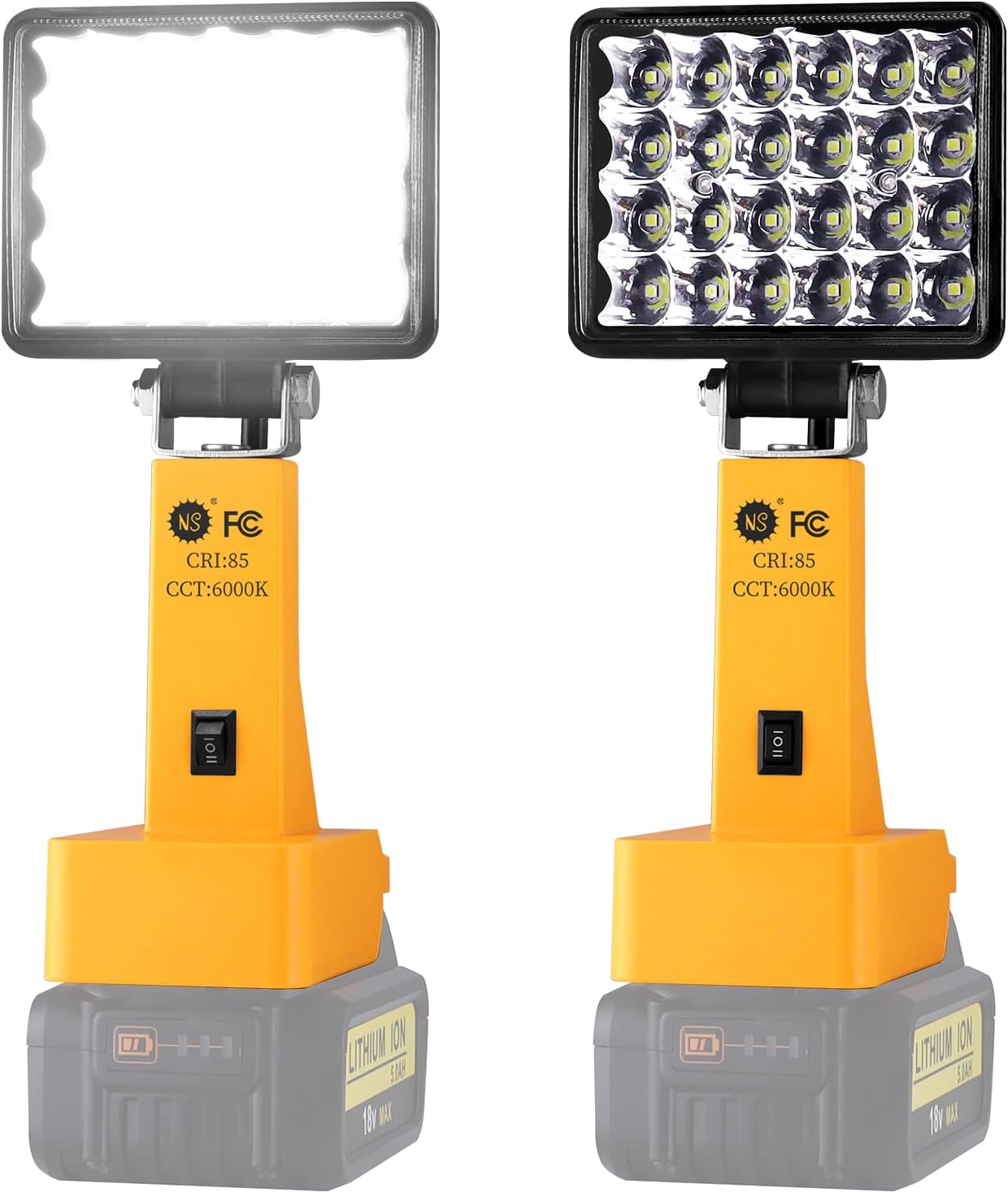 2PCS Cordless LED Work Light for Dewalt & Milwaukee DC 20V/18V,6500K ...